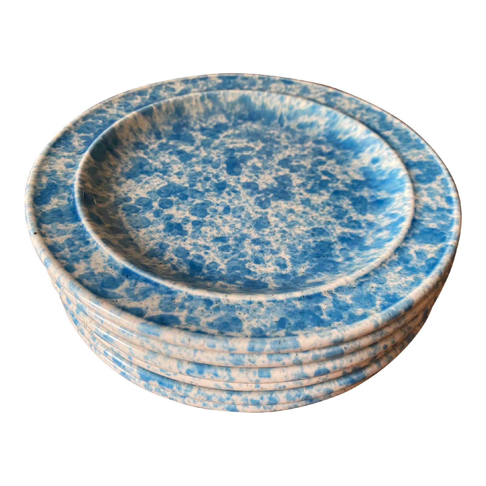 1970s Blue Splatterware Dessert/Salad Plates- Set of 6 | Chairish