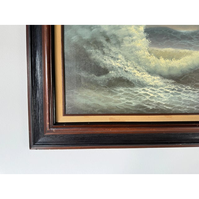 70's Vintage Brawer Ocean Seascape Oil Painting, Framed | Chairish