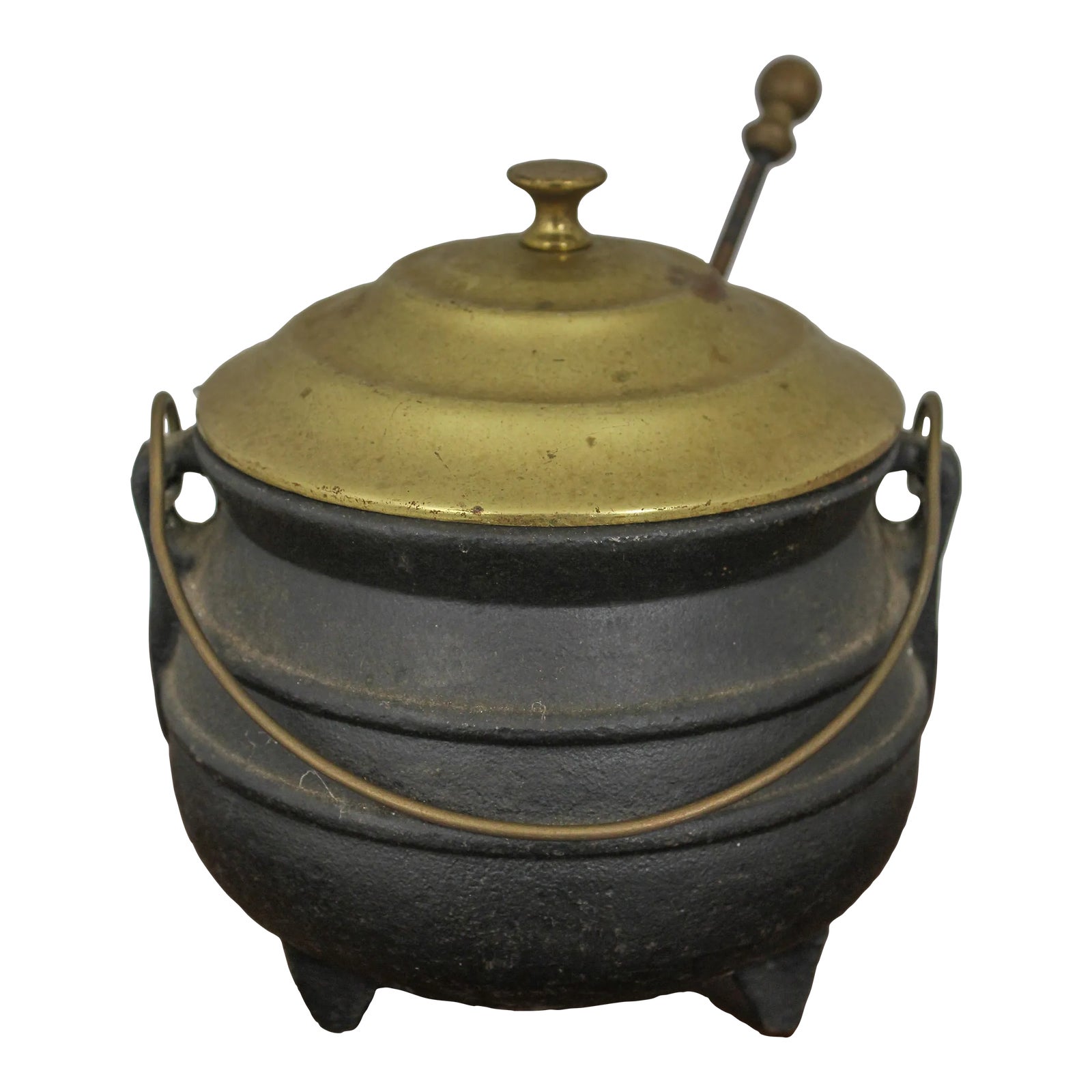 Virginia Metalcrafters Cast Iron & Brass Colonial Era Firepot | Chairish