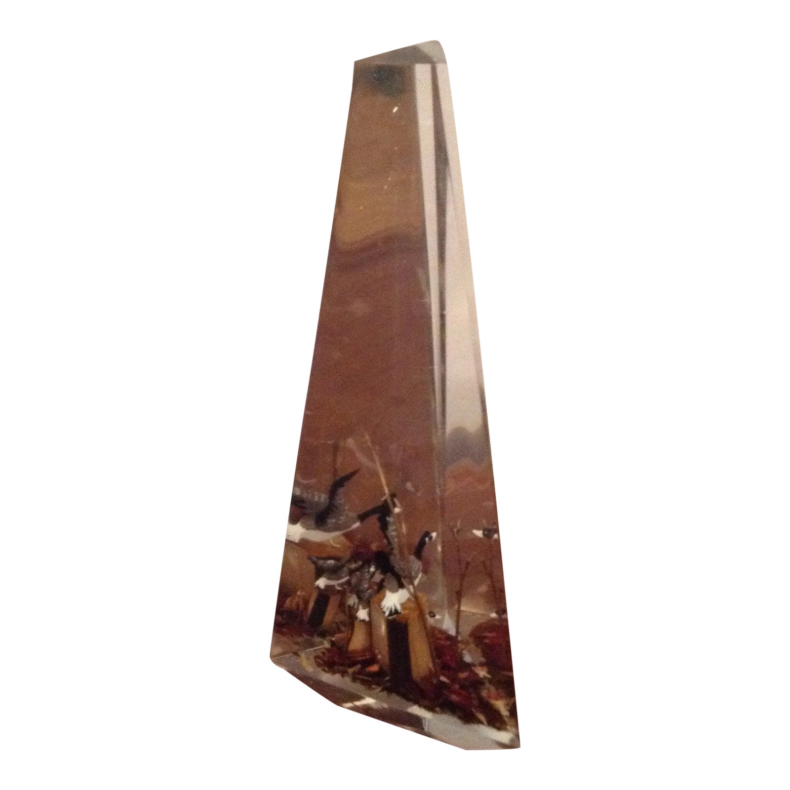 Vintage Canadian Geese Lucite/Acrylic Obelisk Paper Weight 1970's ...