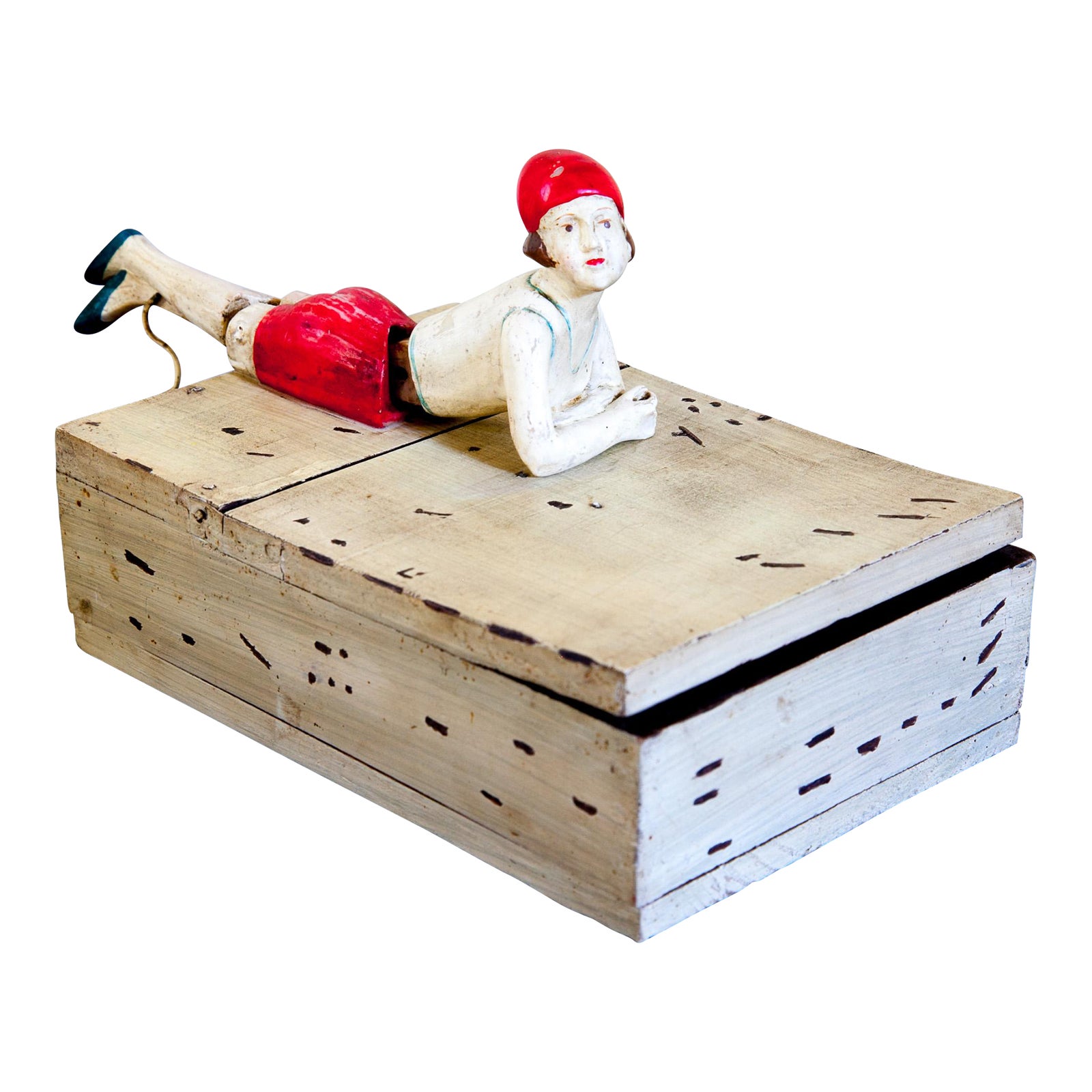 1920s Vintage Flapper Figurine Wood Box | Chairish