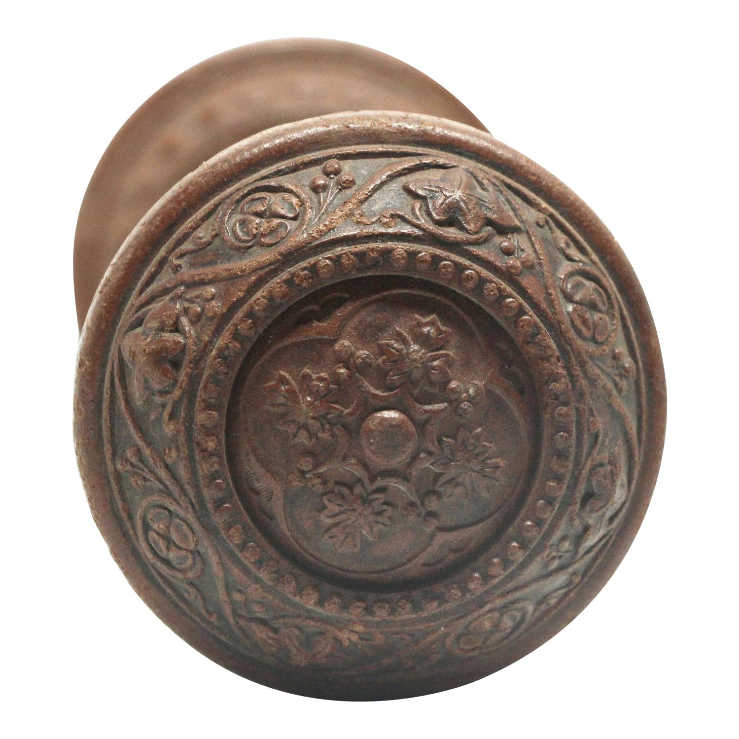 Pair of Victorian Wood Carved Concentric Door Knobs | Chairish