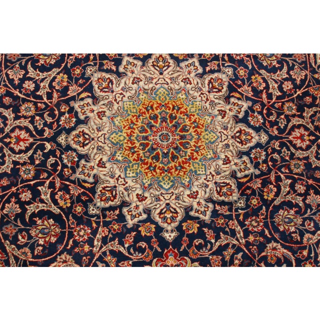 Vintage Isfahan Traditional Blue and Red Wool Persian Rug | Chairish