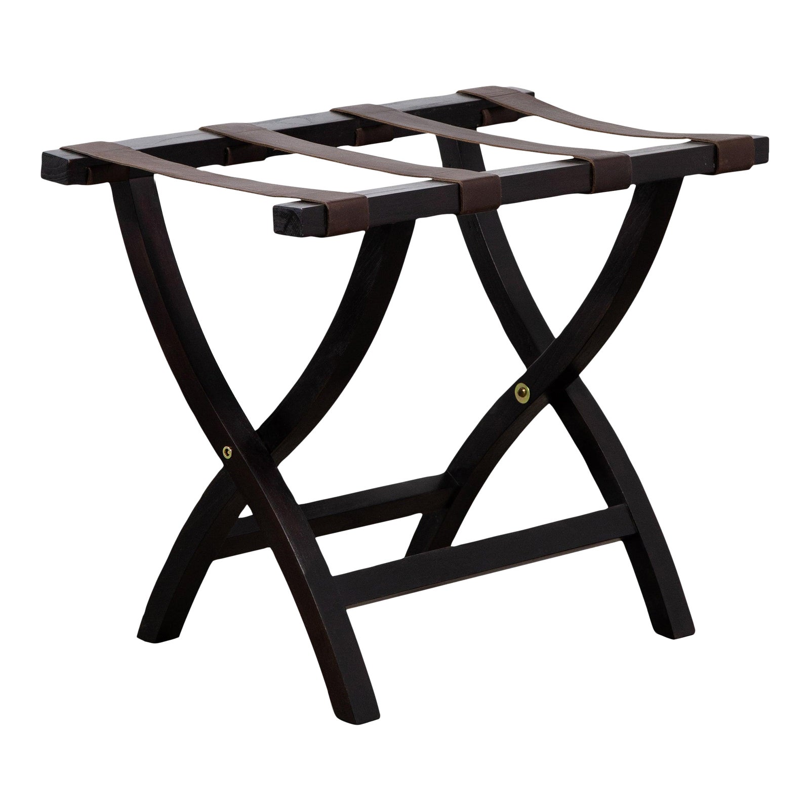 Argentine Rosewood Finish Slung Leather Luggage Rack from Costantini ...