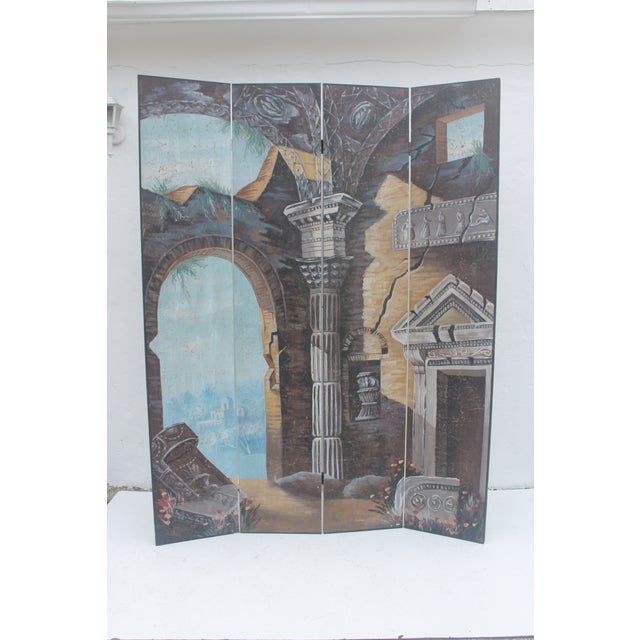 Painted 4-Panel Screen | Chairish