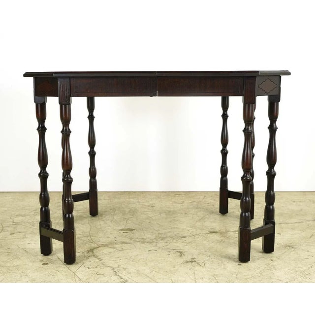 Mid 20th Century Dark Stained Mahogany Spindle Legs Dining Table | Chairish
