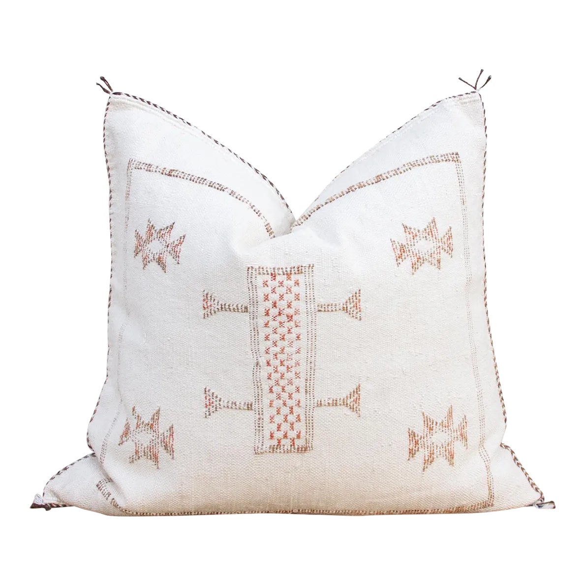 Eggshell White Moroccan Silk Rug Pillow | Chairish