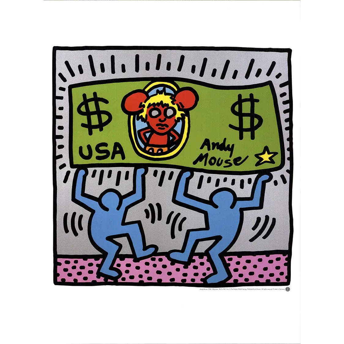 Late 20th Century Keith Haring 'Andy Mouse' Offset Lithograph | Chairish
