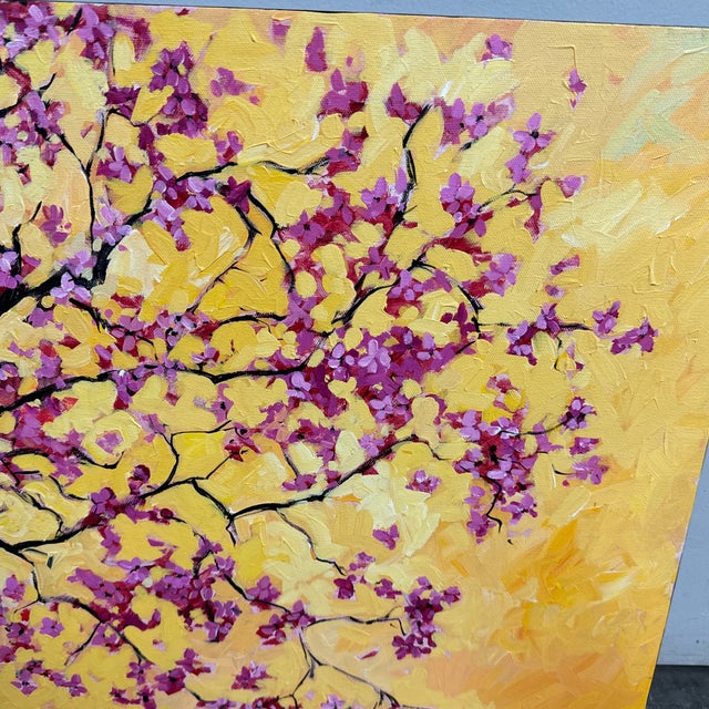 P. Baker Signed Cherry Blossom Original Painting | Chairish