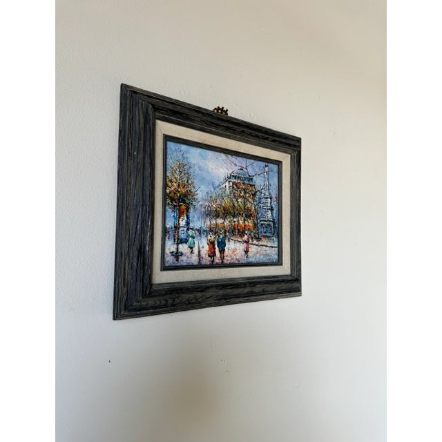 Vintage P.Sanchez Paris Street View Oil Painting, Framed | Chairish