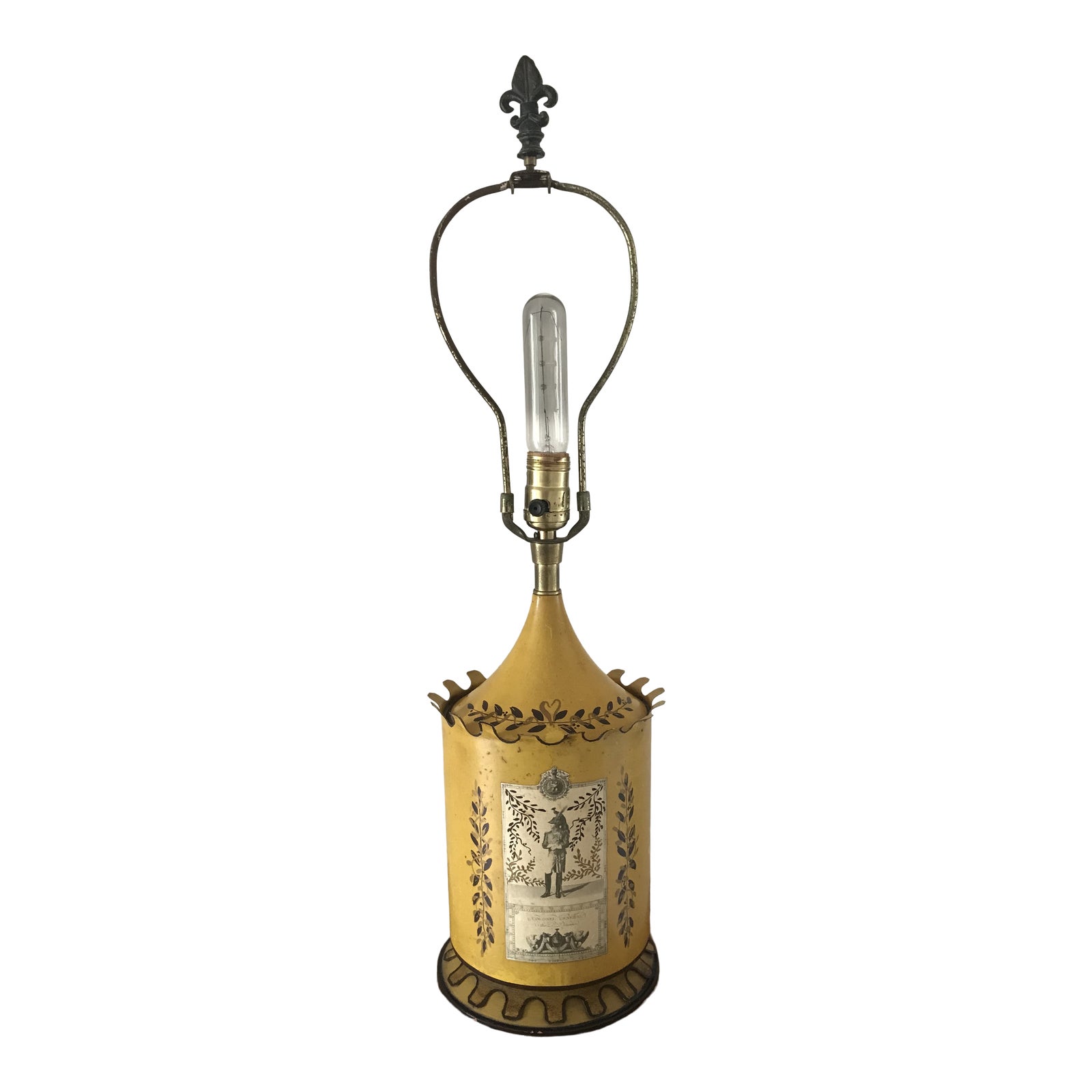 Mid Century Marbro Tole and Decoupage Lamp | Chairish