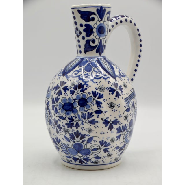 Antique Delft PItcher With Birds | Chairish