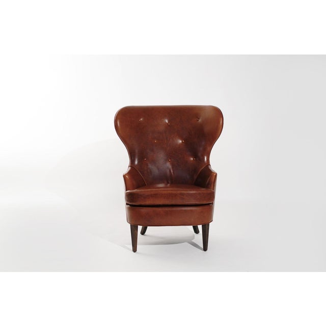 Vintage Wingback Chair in Cognac Leather, Circa 1950s | Chairish