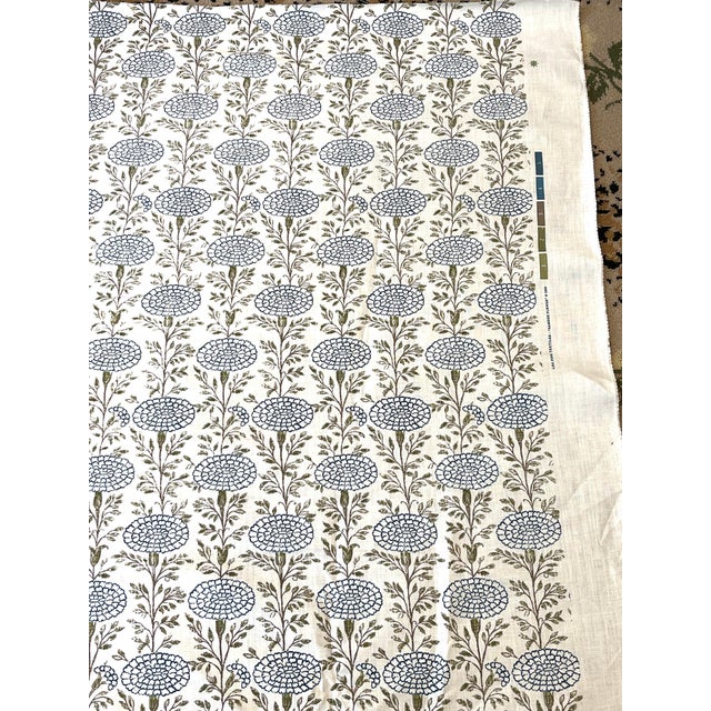 Lisa Fine "Samode" Fabric - Blue on Oyster | Chairish