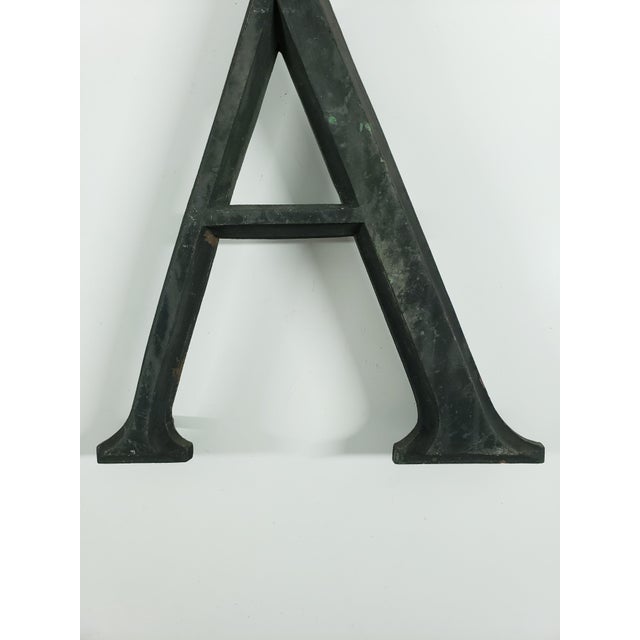 Antique Beveled Edge Cast Aluminum Store Sign Letter a Monogram Initial ...