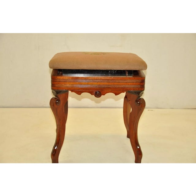 19th Century Victorian Walnut Briggs' Adjustable Piano Bench, Stamped ...