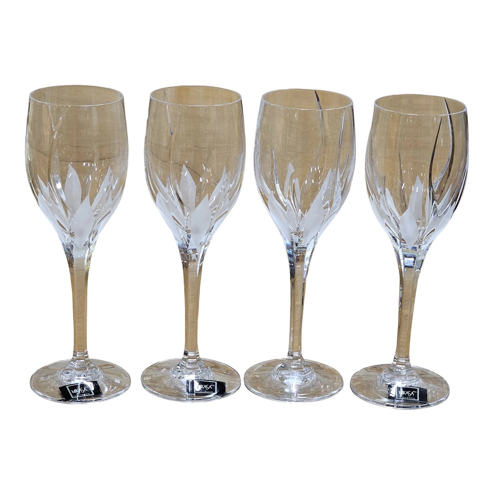 Mid Century Modern Mikasa “Flame D’amore” Crystal Wine Glasses - Set of ...