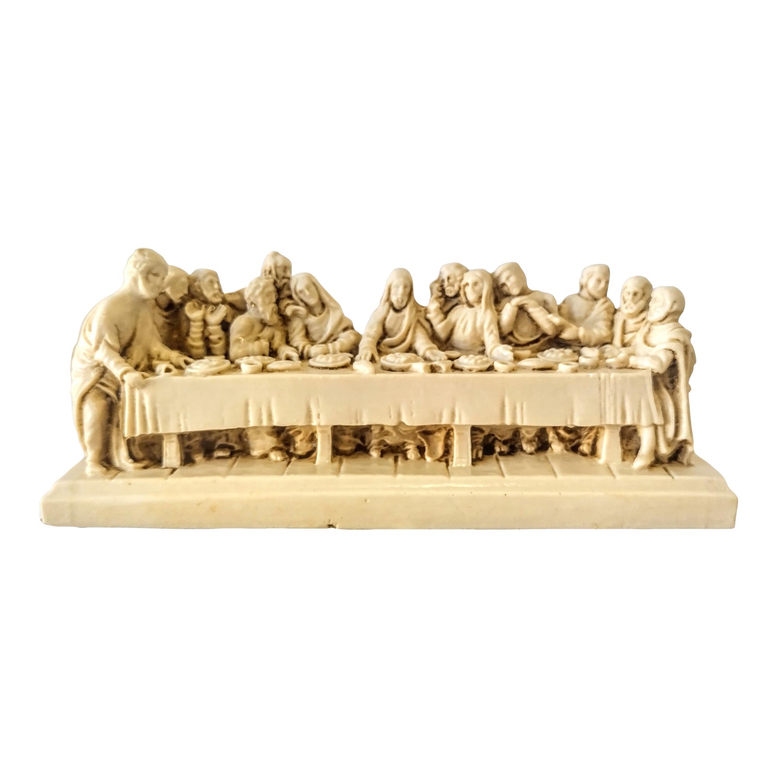 Vintage Alabaster and Marble "The Last Supper" Scene Carving | Chairish
