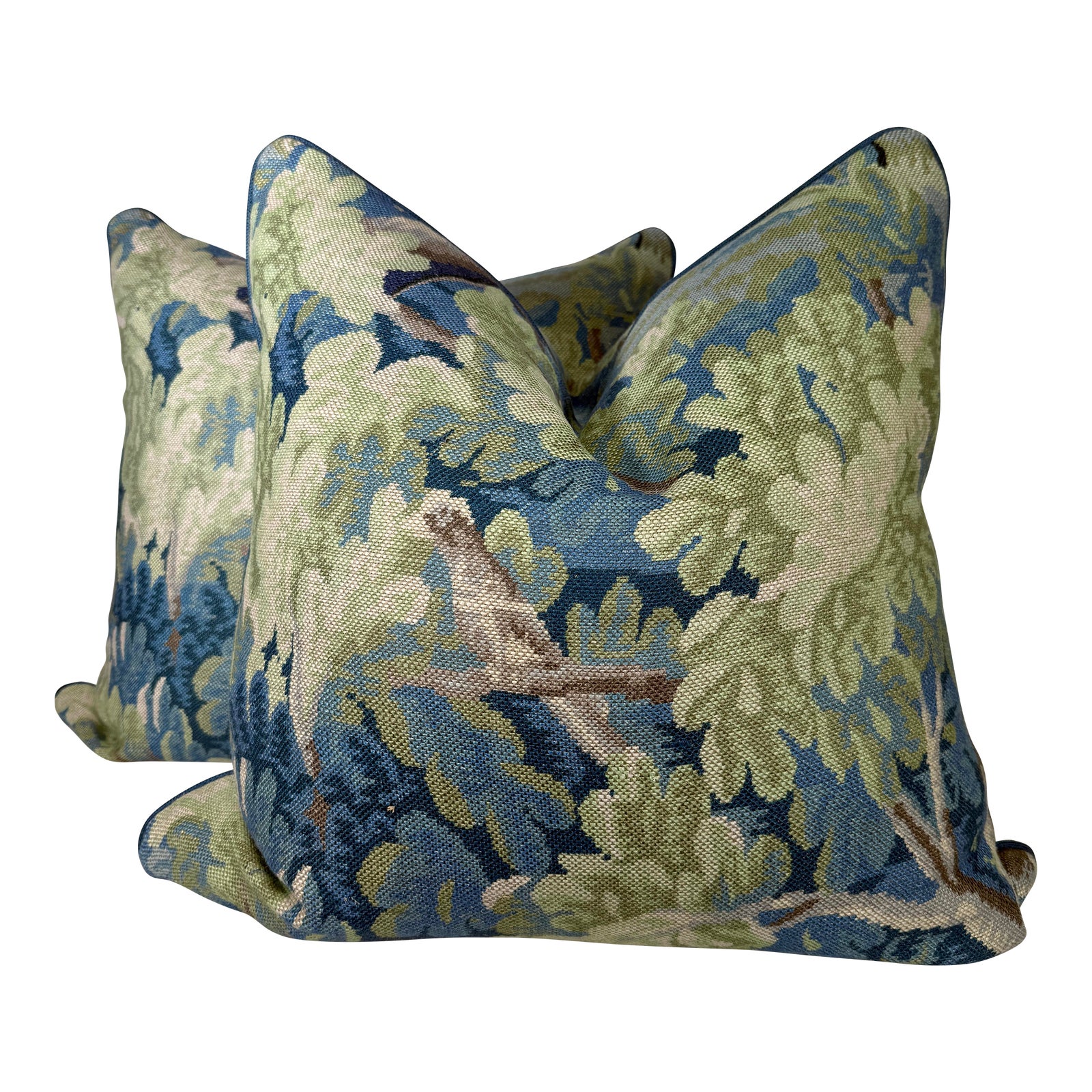 Cowtan & Tout "Richmond" in Blue/Green 22" Pillows-a Pair | Chairish