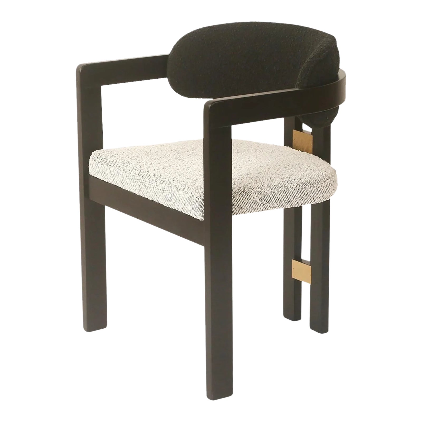 Conan Wood Dining Armchair Chair in Black and White | Chairish