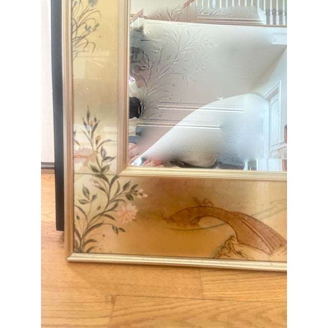 Vintage Labarge Eglomise Chinoiserie Gold Wall Mirror | Chairish