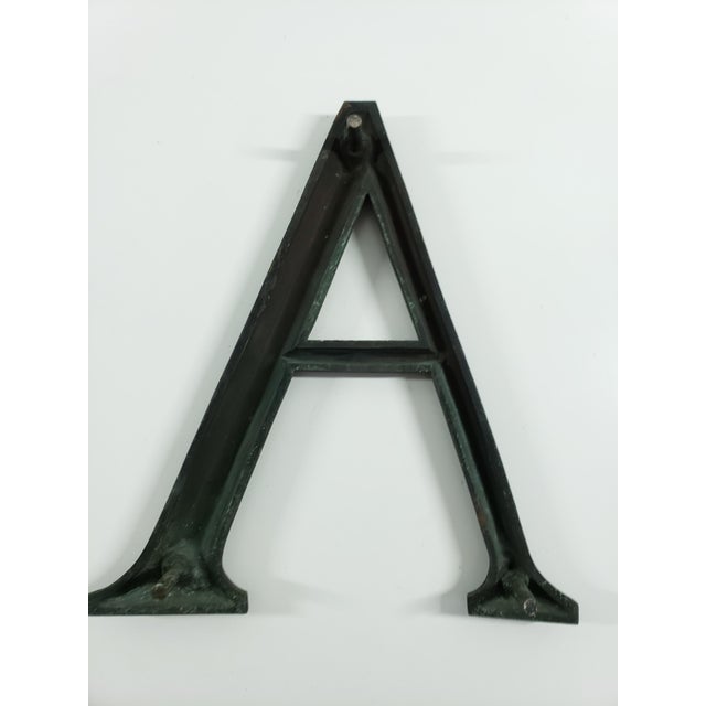 Antique Beveled Edge Cast Aluminum Store Sign Letter a Monogram Initial ...