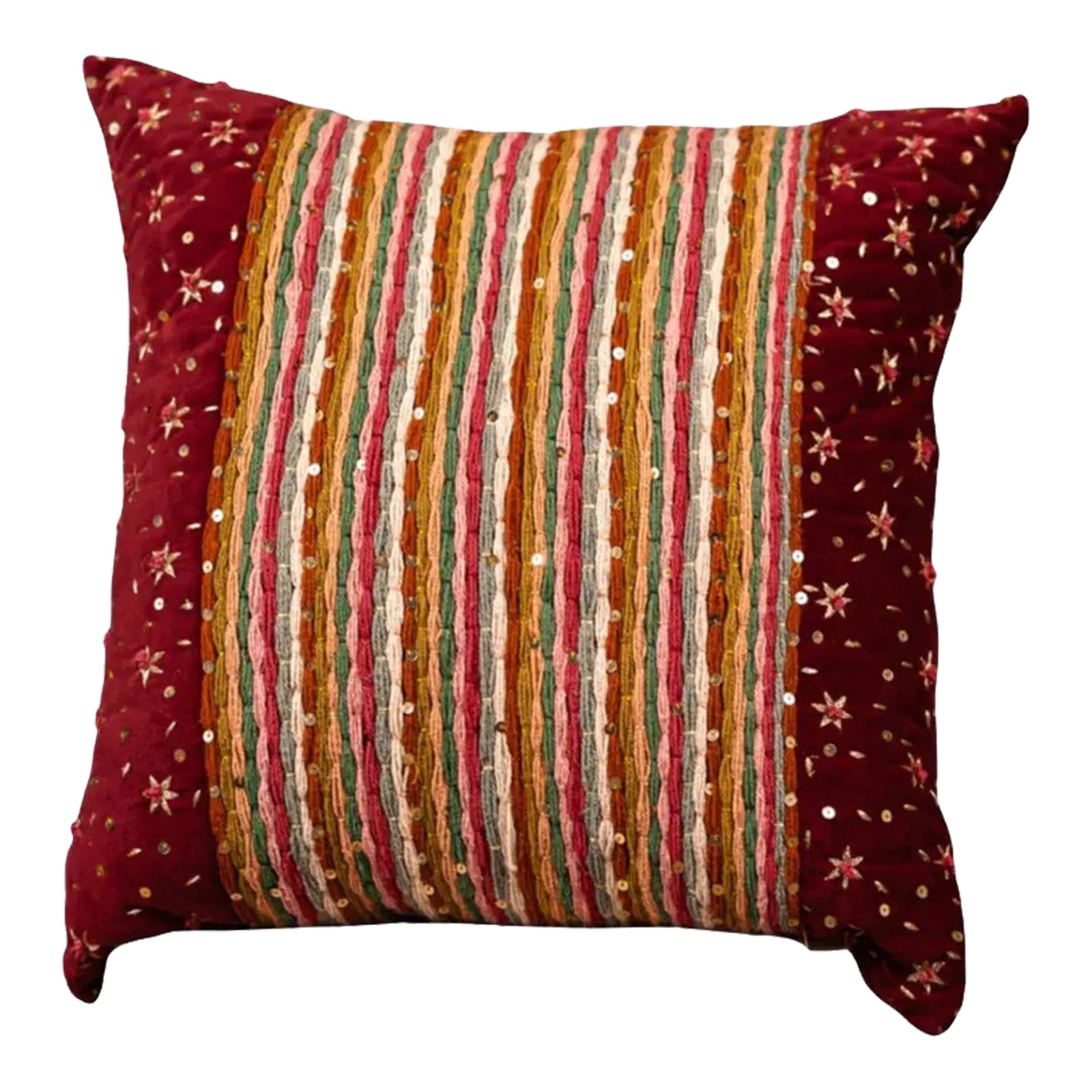 Crimson Stripes Cushion Cover | Chairish