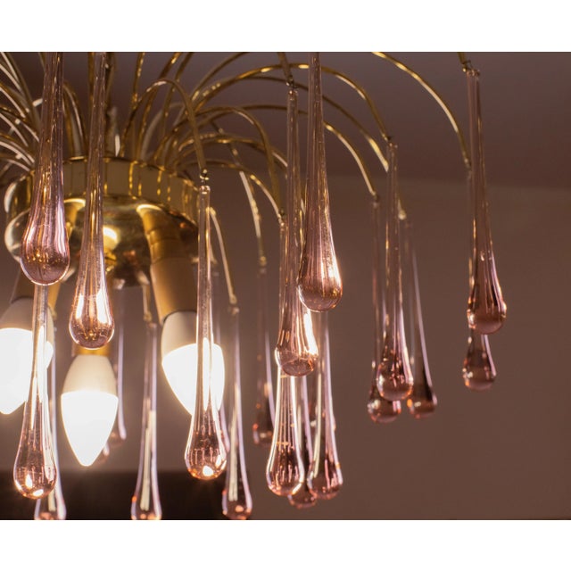 Lady Wendy Pink Drops Murano Chandelier, 1970s | Chairish