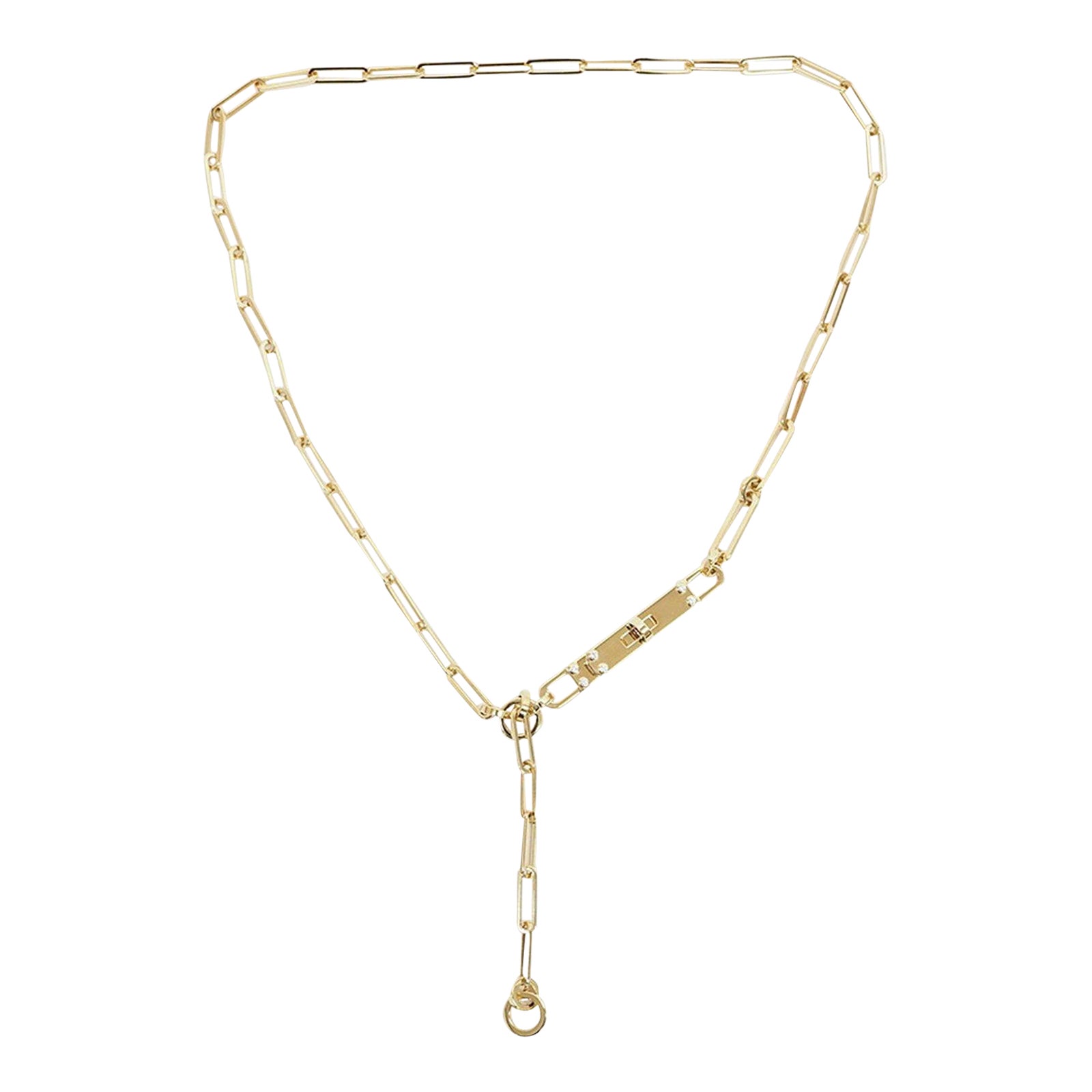 Hermes Kelly Chain Lariat Necklace Gold K18 H218270B Ladies | Chairish