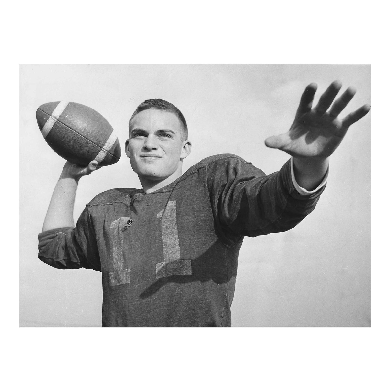 1956 Football Quarterback Black and White Photograph | Chairish