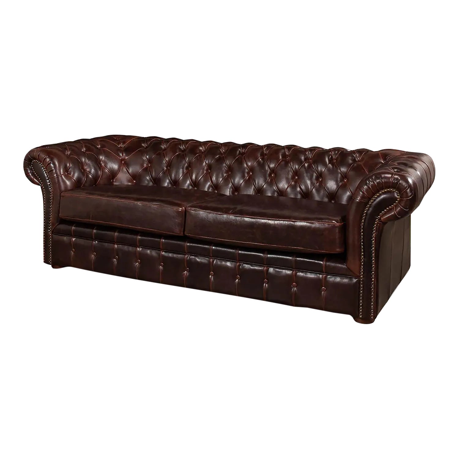 Tufted Leather Chesterfield Sofa | Chairish