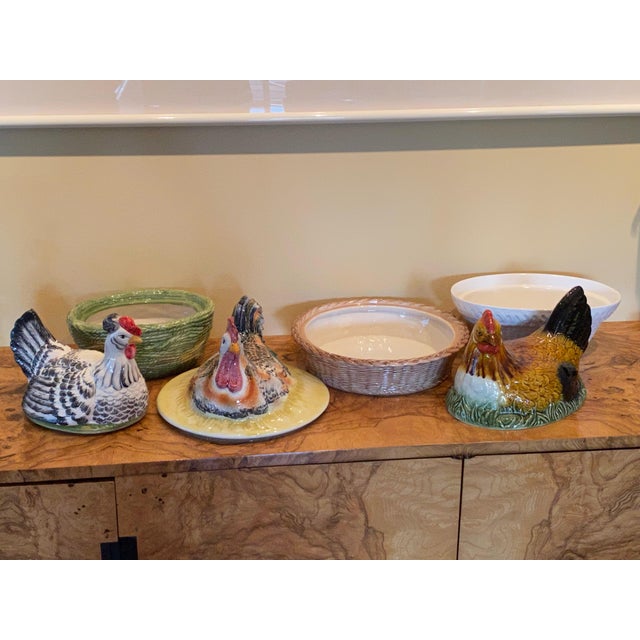 1980 Large Ceramic Hen Rooster Hand Painted Signed Tureen 2 Piece ...
