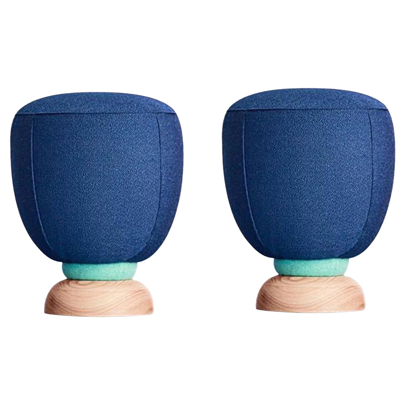 Collection Blue Puff Toad Stools by Pepe Albargues, Set of 2 | Chairish