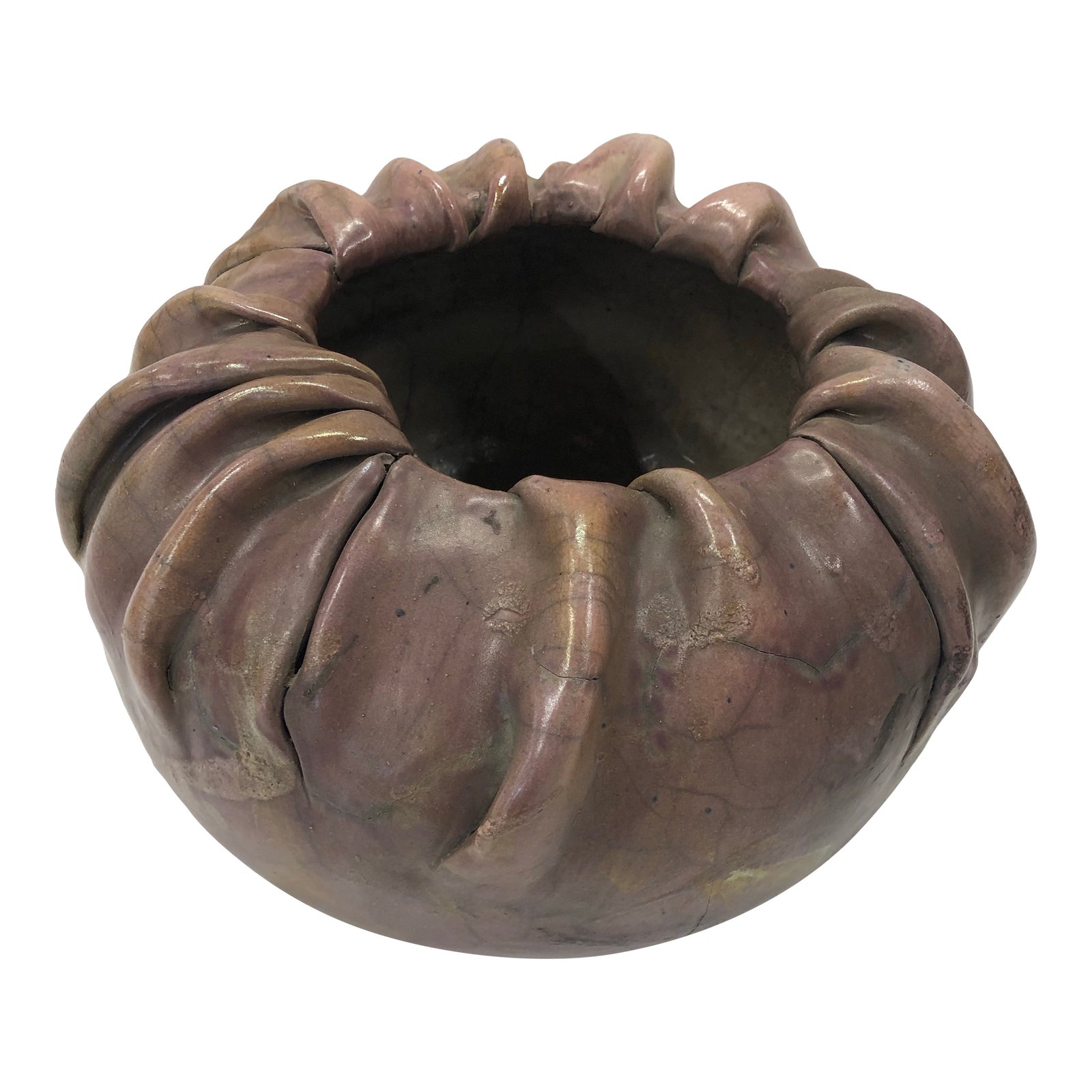 1990s Blush Raku Ceramic Vessel by Doris Miller | Chairish