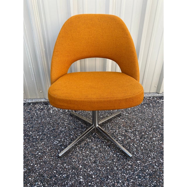1970s Mid Century Orange Upholstered Swivel Chair | Chairish