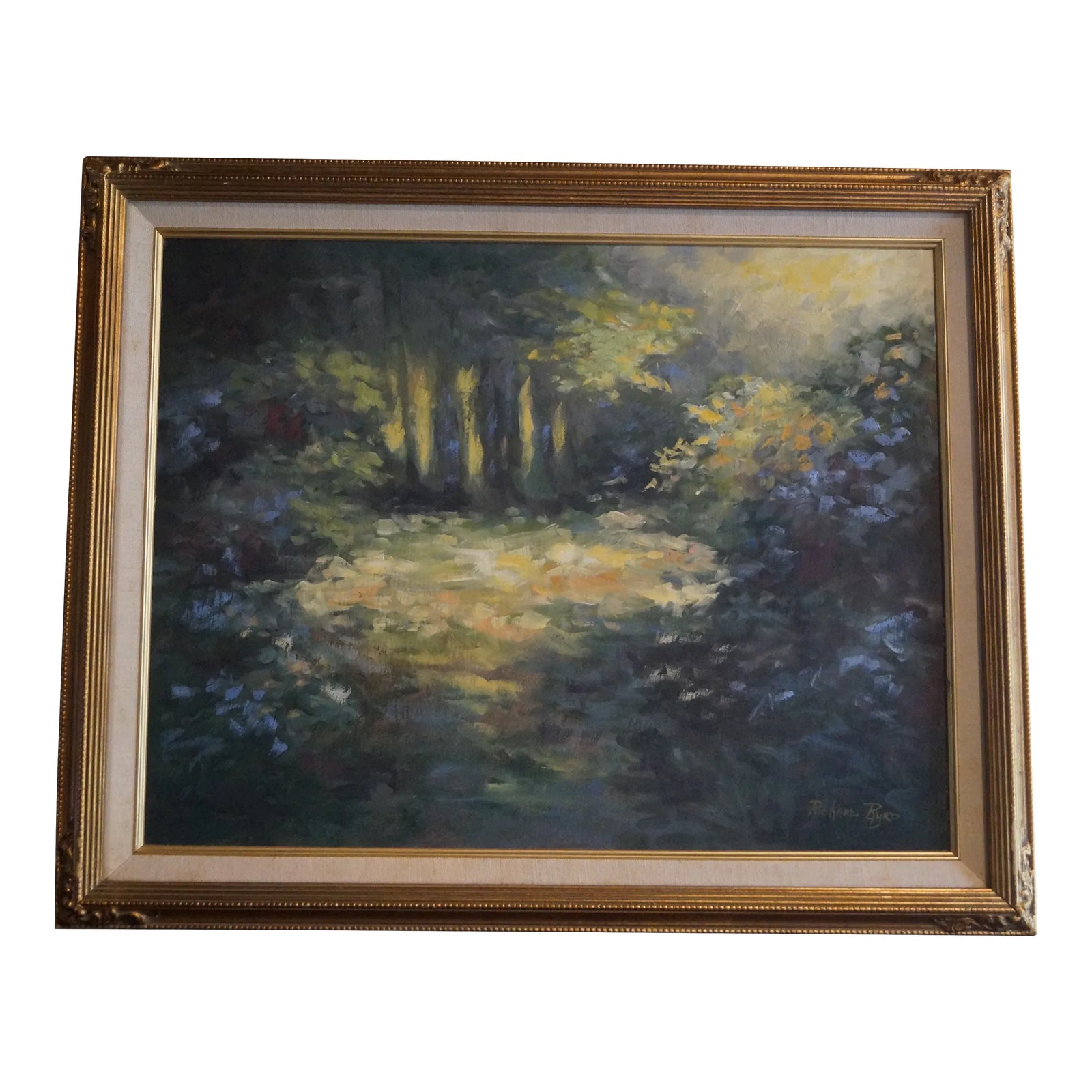 1960s Impressionist Woodland Forest Oil Painting - Signed Richard Byrd ...