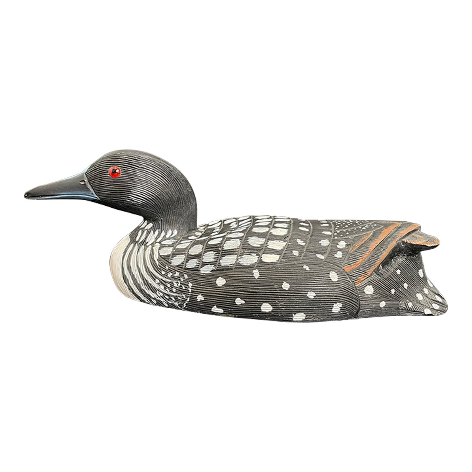 Detailed Hand Carved and Painted Common Loon Duck Decoy | Chairish