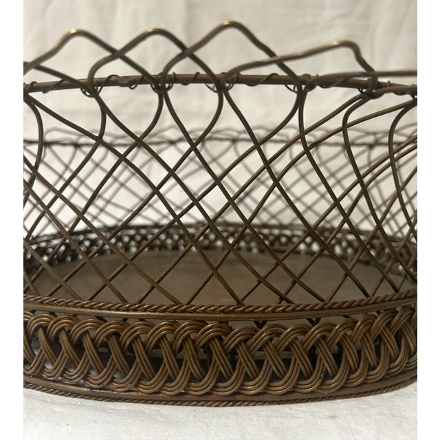 Late 20th Century Large Vintage French Wire Metal Basket Planter | Chairish