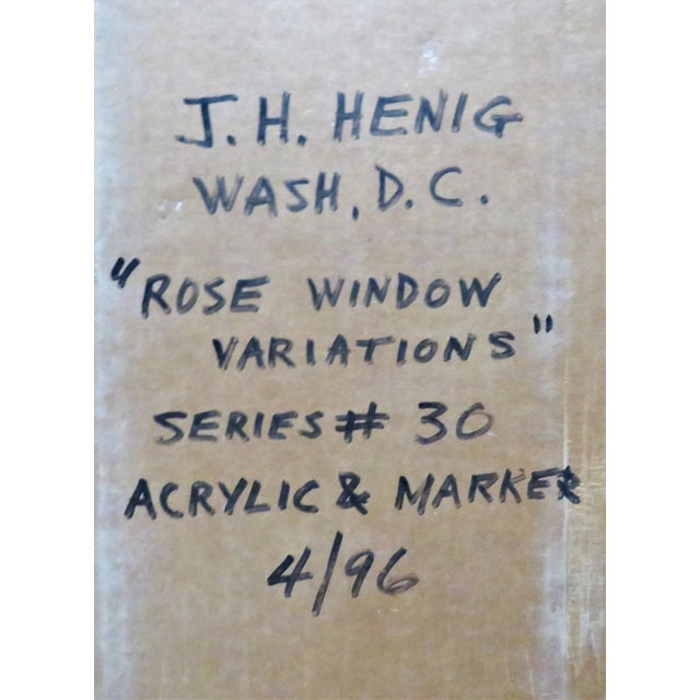 Large J. H. Henig Signed Abstract Acrylic Painting Op Art Geometric ...