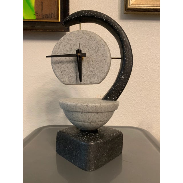 Vintage Postmodern Marble Like Stone Sculptural Clock | Chairish