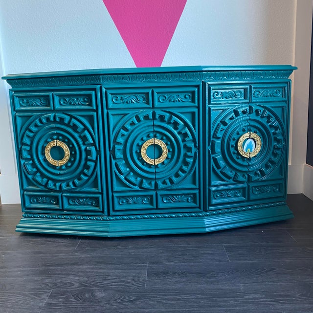 1970s Painted Ornate 2 Door Chest | Chairish