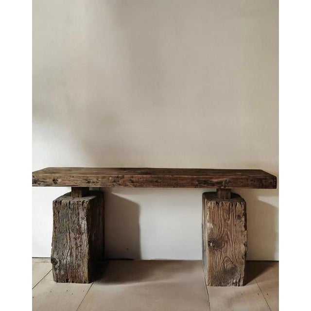 Reclaimed Old Wood Narrow Rustic Console Table | Chairish