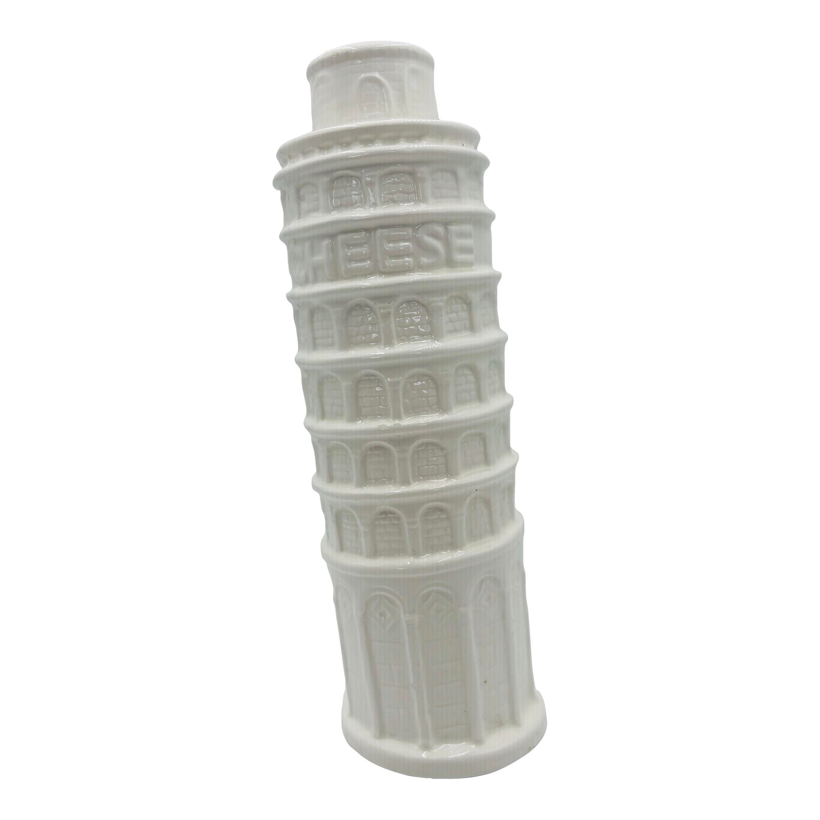 Leaning Tower of Pisa Glazed White Ceramic Parmesan Cheese Shaker ...