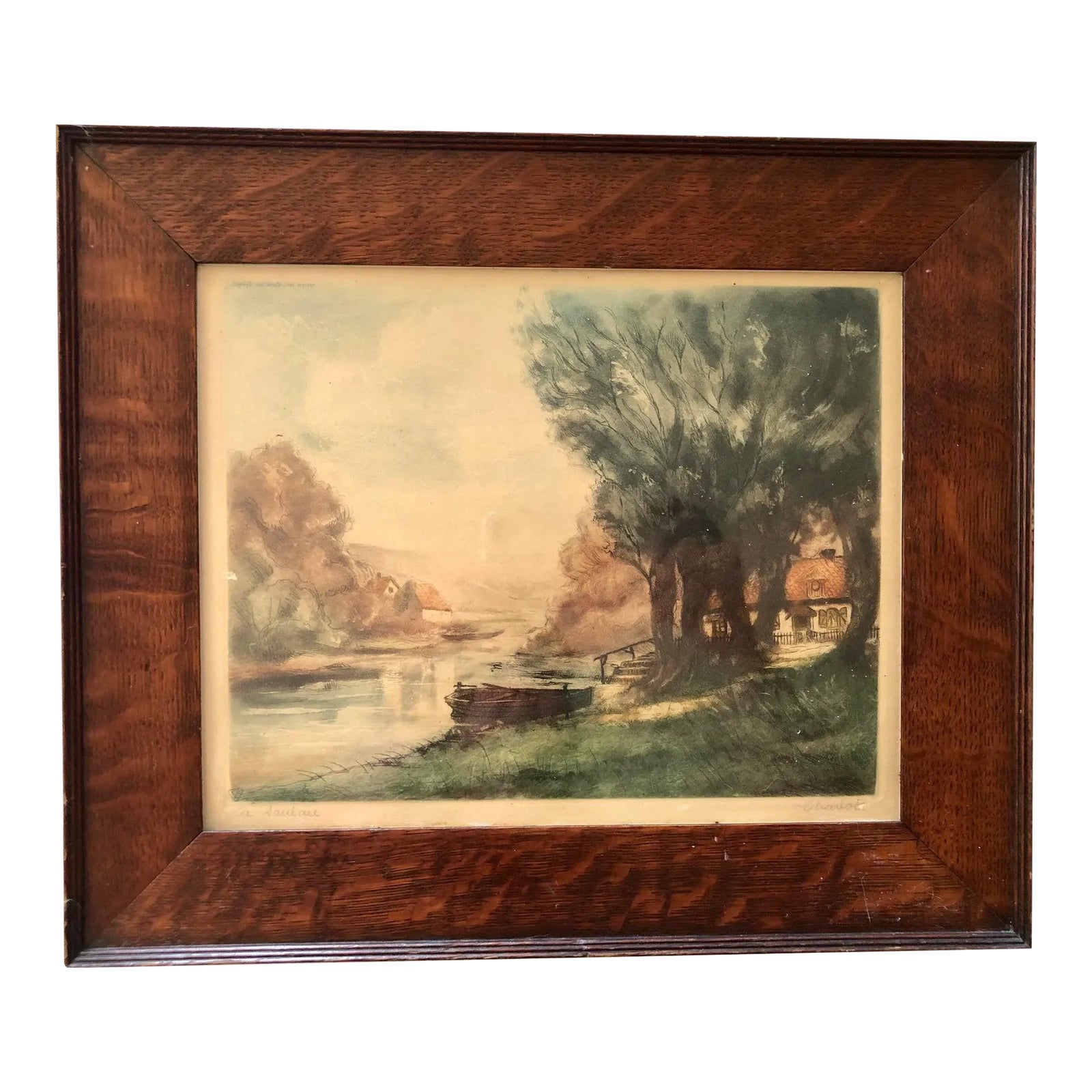 French Hand Colored Etching by Louis Charlot | Chairish