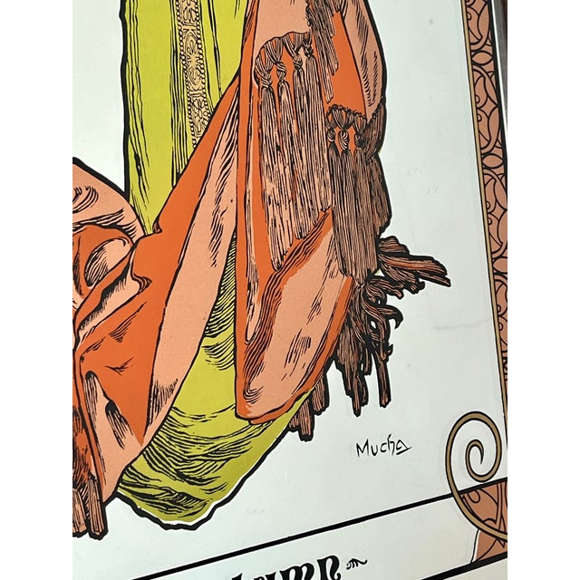 Art Nouveau Mucha Autumn Picture Mirror, 1970s | Chairish