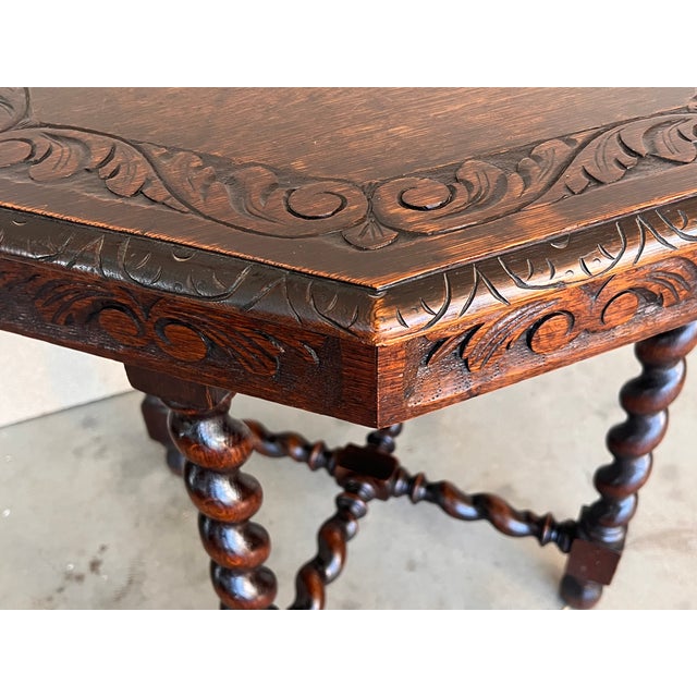 Antique Hexagonal Side or Center Walnut Table With Six Carved Legs ...