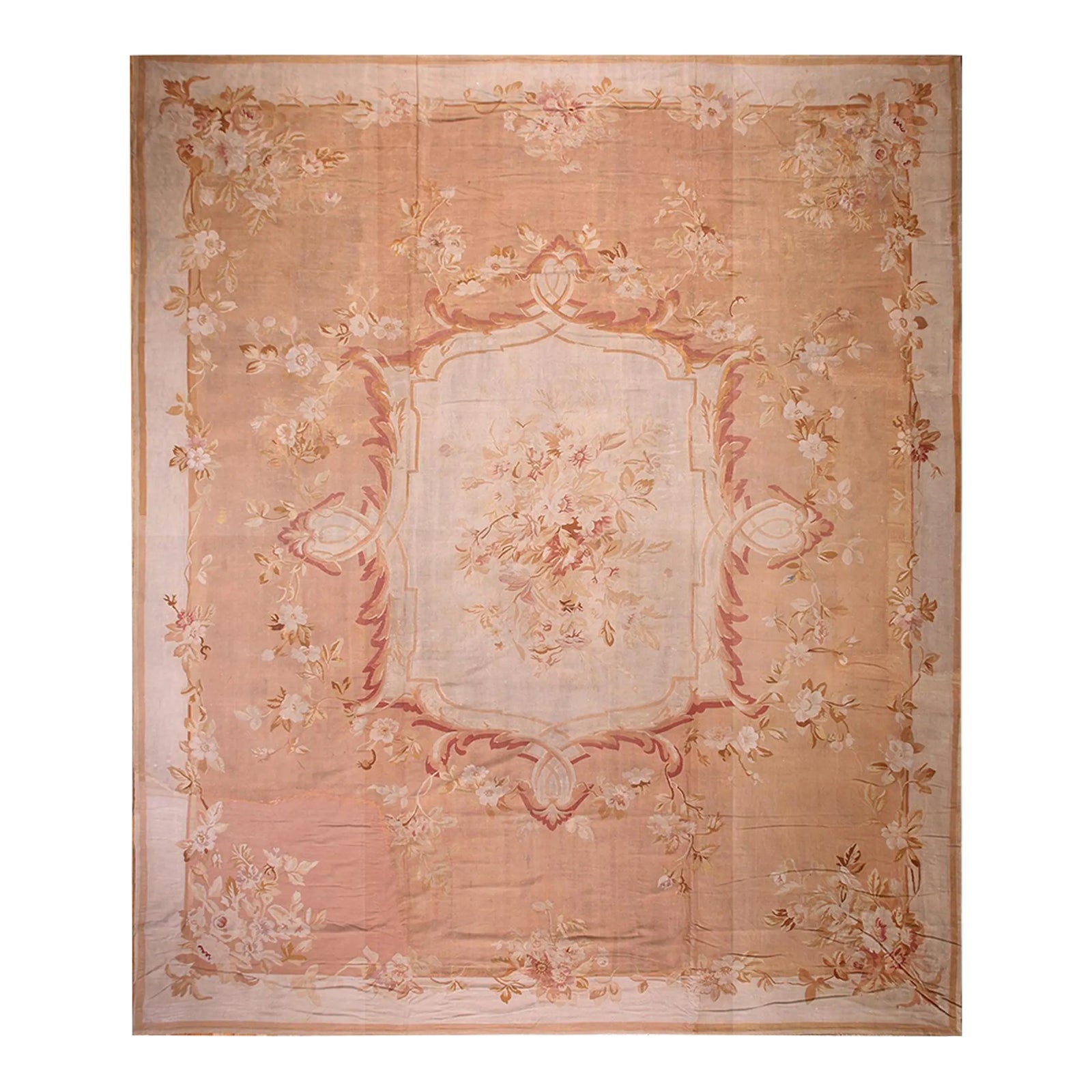 Lightly Decorated Salmon Field Antique French Aubusson Napoleon III ...