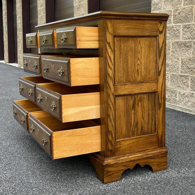 20th Century Pennsylvania House Chippendale Solid Oak Large 9 Drawer ...