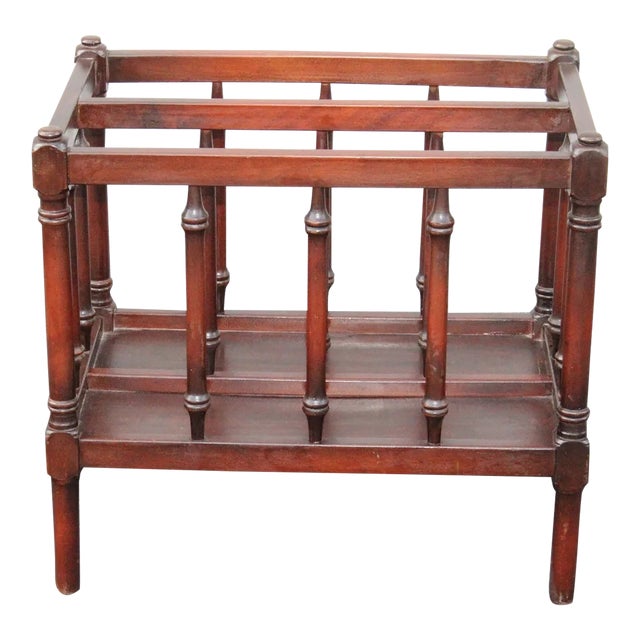 Mid 20th Century Antique Ornate English Mahogany Magazine Rack ...