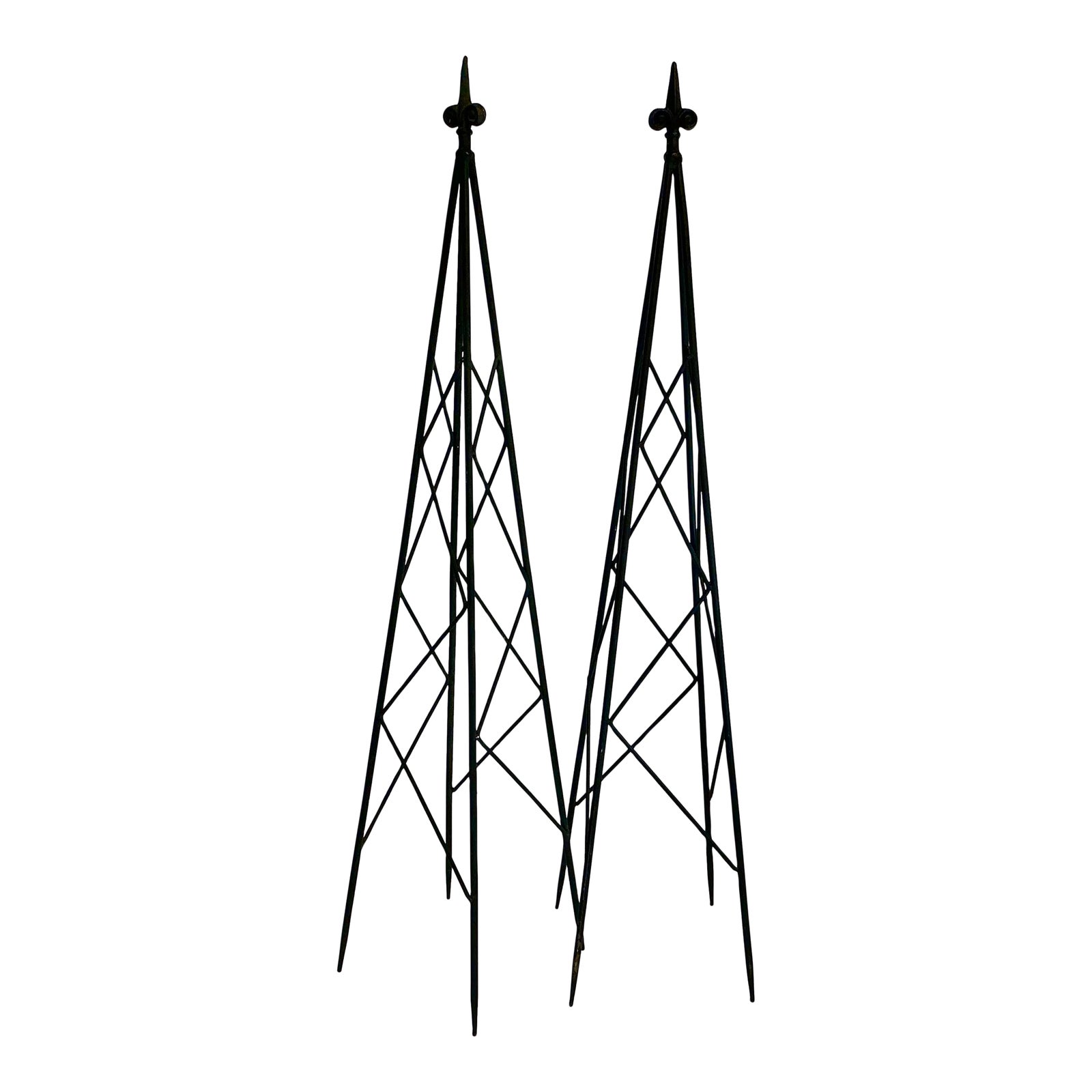 1980s Vintage French Art Deco Fleur De Lis Garden Topiary Trellises - A ...